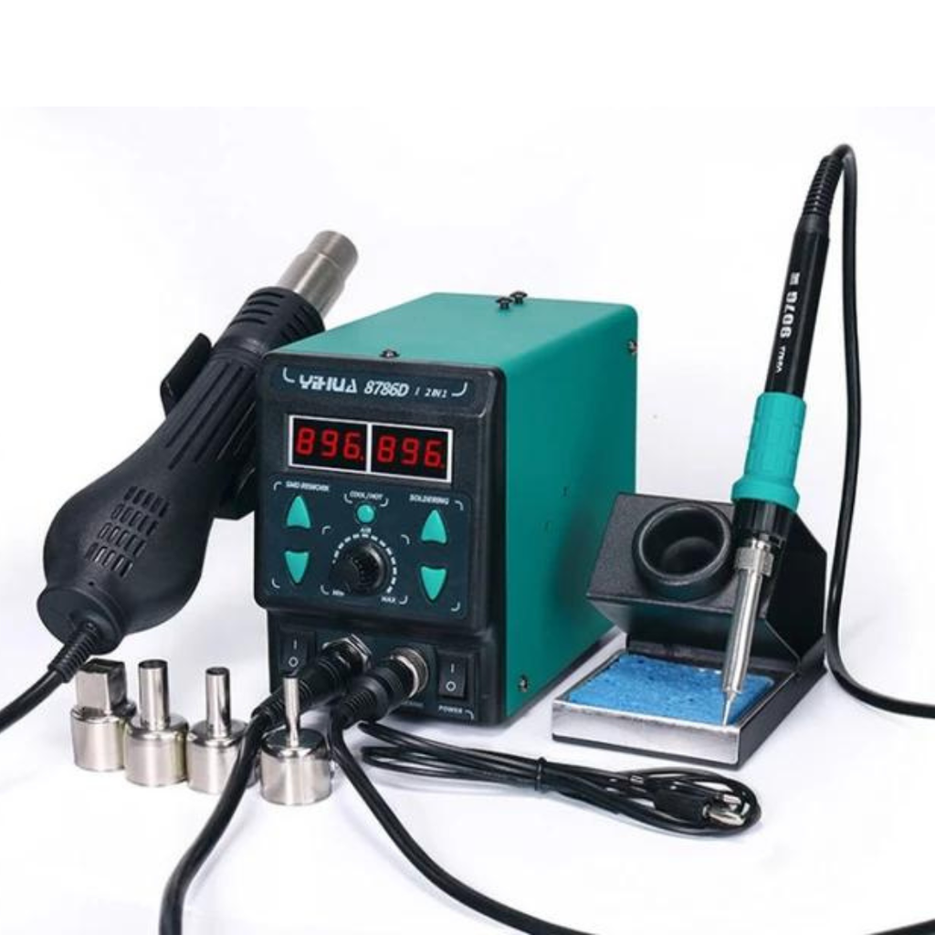 Estación De Soldadura Yihua Con Pistola De Aire Caliente Y Cautín 8786D ...